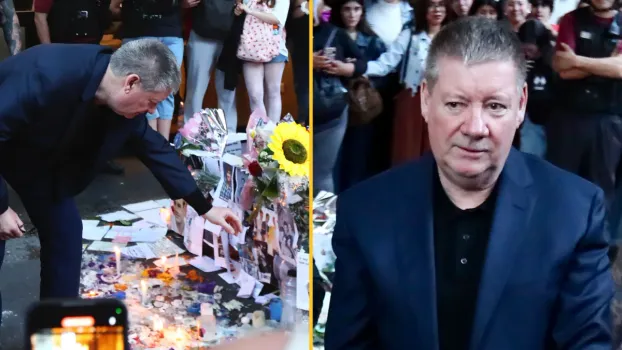 Liam Payne's father reads tributes and kisses pictures outside hotel ...